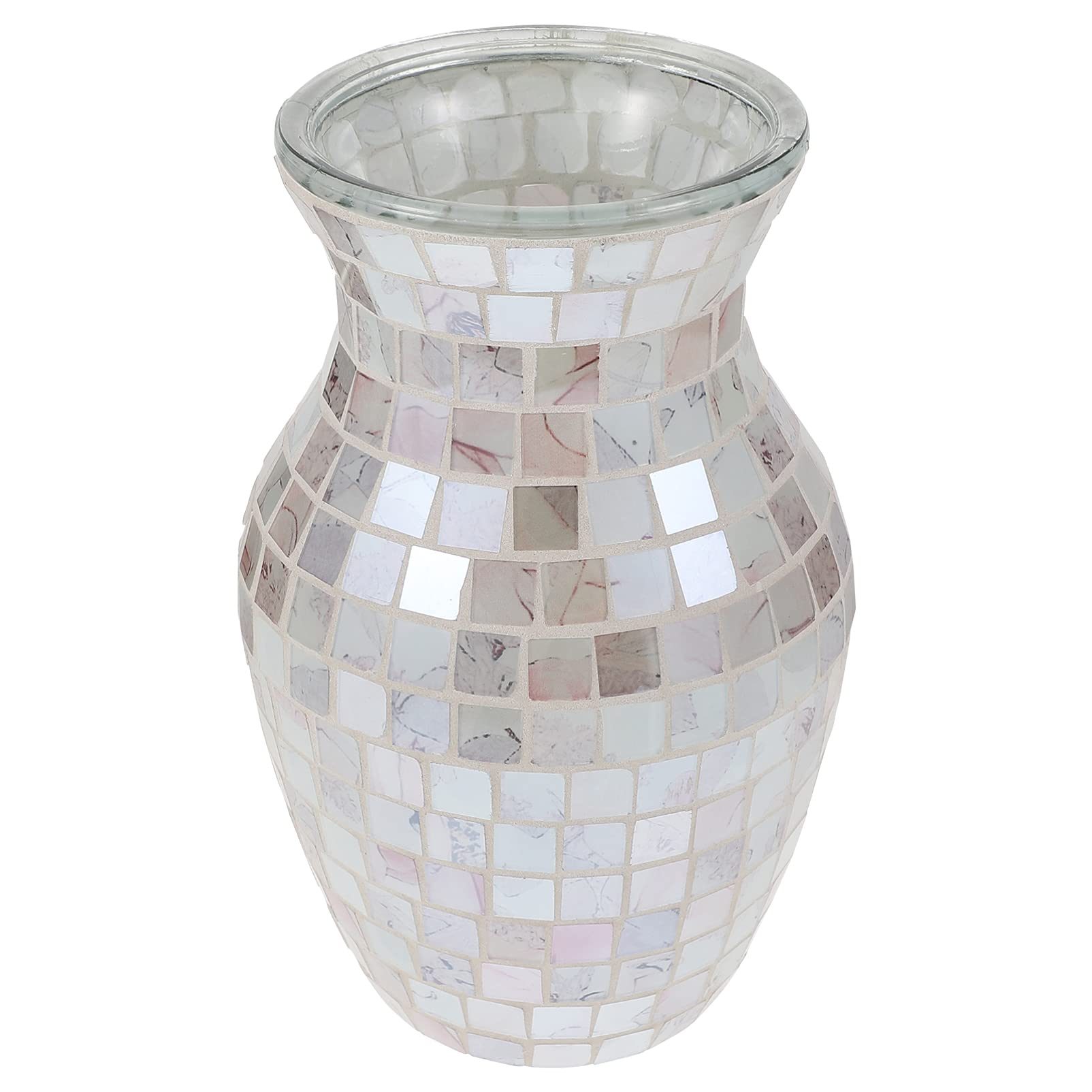 BESPORTBLE Mosaic Flower Vase Glass Piece Vases Plant Pots Decorative Floral Vase Dried Flowers Container Table Centerpieces for Home Office Decor