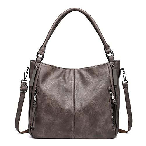 KKP Hobo Shoulder Bags for Women Large PU leather Purse Shopper Tote Purse Handbag-Khaki