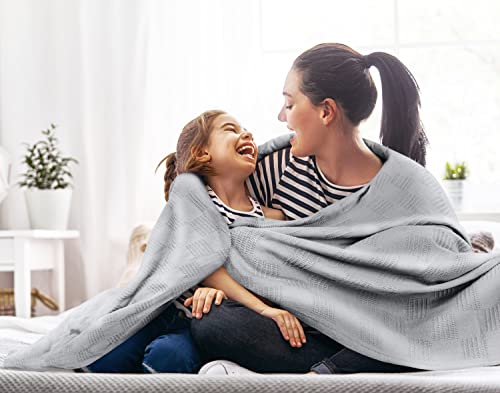 Utopia Bedding 100% Cotton Blanket (Throw Size - 60x50 Inches) 350GSM Lightweight Thermal Blanket, Soft Breathable Blanket for All Seasons (Cool Grey)