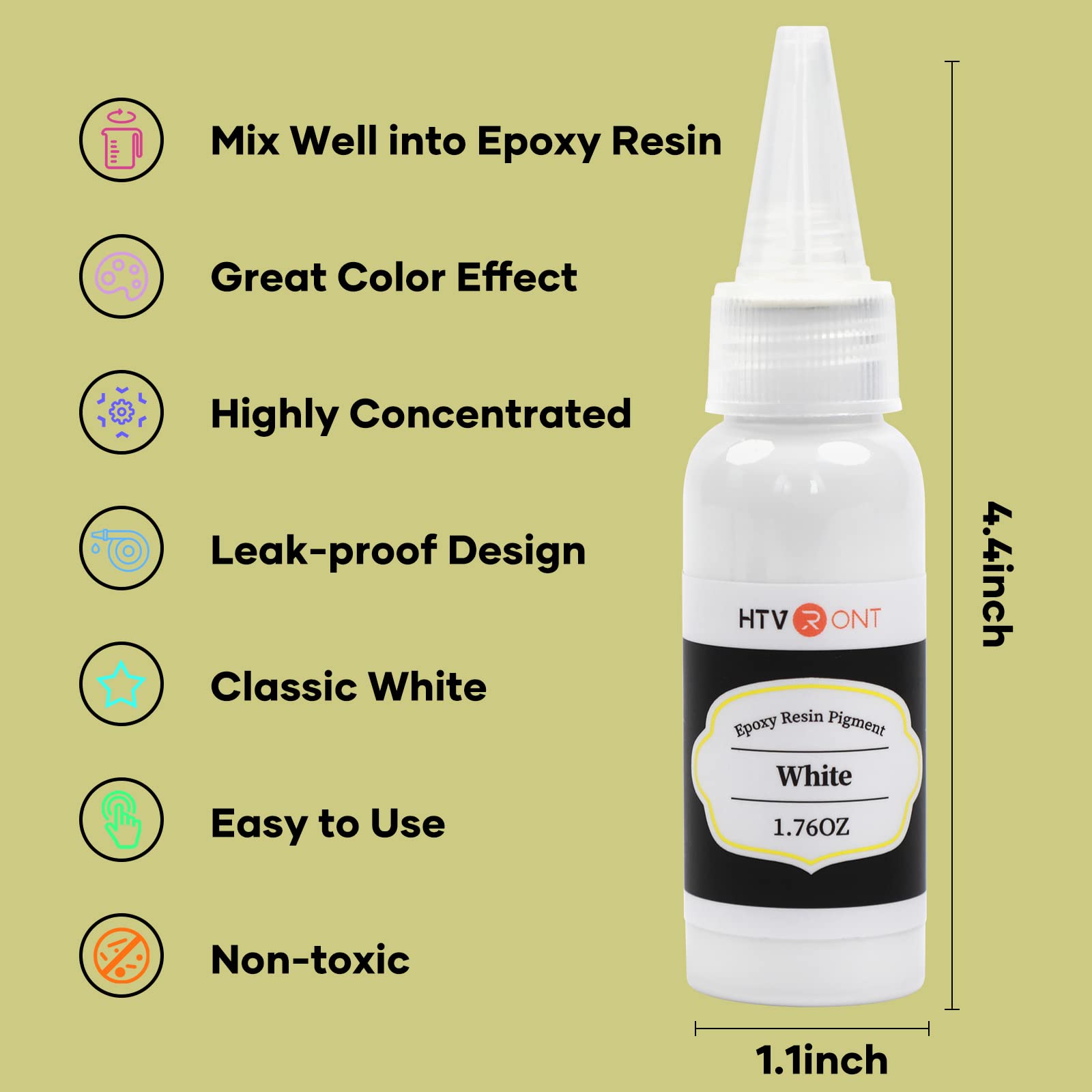 HTVRONT White Resin Pigment Paste - 1.76oz/50ml White Epoxy Dye Pigment, Higher Concentrated & Easy to Mix White Epoxy Pigment for Resin Coloring, Ocean Waves and Water Effects