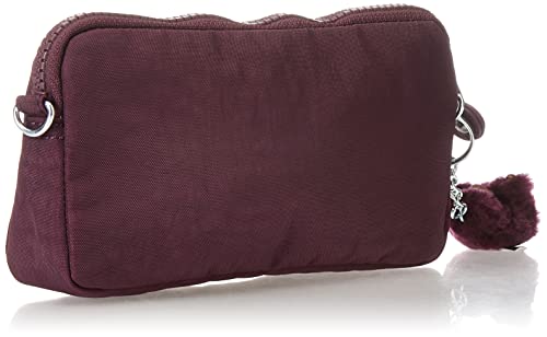 Kipling Womens Women's Emilia Wristlet, Organisational Compartments, Adjustable Strap, Zip Closure, Nylon Crossbody Bag, Dark Plum Tonal, 7.5 L x 4.125 H 1.5 D US