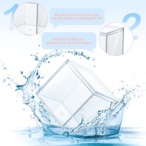 Yulejo Clear Acrylic Box with Lid Plastic Square Cube Display for Storage Stackable Container Pill Candy Jewelry Gift Card Party Favors 2.9 x Inch (24 Pieces)