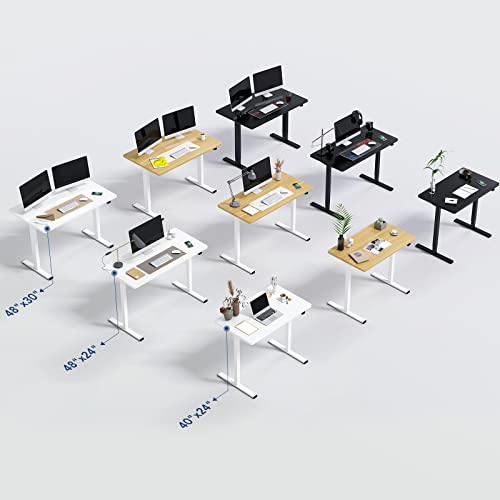 Electric Standing Desk 40 x 24 Inches, Height Adjustable Stand Up Desk w/2-Button Controller, Small Sit Stand Desk, Ergonomic Computer Desk for Home Office, Black Frame + Black Tabletop