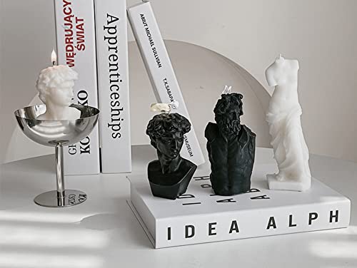 David Bust Statue Scented Candle,110G Aroma Soy Wax Greek Aesthetic Decorative Candle for Table Photo Prop Birthday Gift,Prefect for Meditation Stress Relief Mood Boosting Bath Yoga (White)