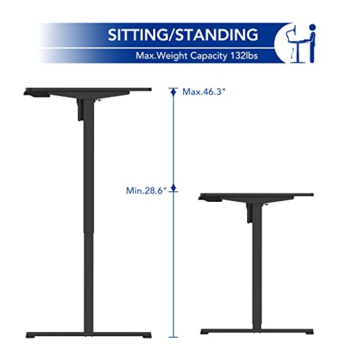 Electric Standing Desk 40 x 24 Inches, Height Adjustable Stand Up Desk w/2-Button Controller, Small Sit Stand Desk, Ergonomic Computer Desk for Home Office, Black Frame + Black Tabletop