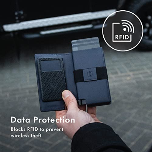 Ekster Parliament Leather Wallet for Men | LWG-Certified Minimalist Wallets with RFID Blocking Layer | Slim & Modern Aluminum Wallet with Push Button for Quick Card Access (Navy)