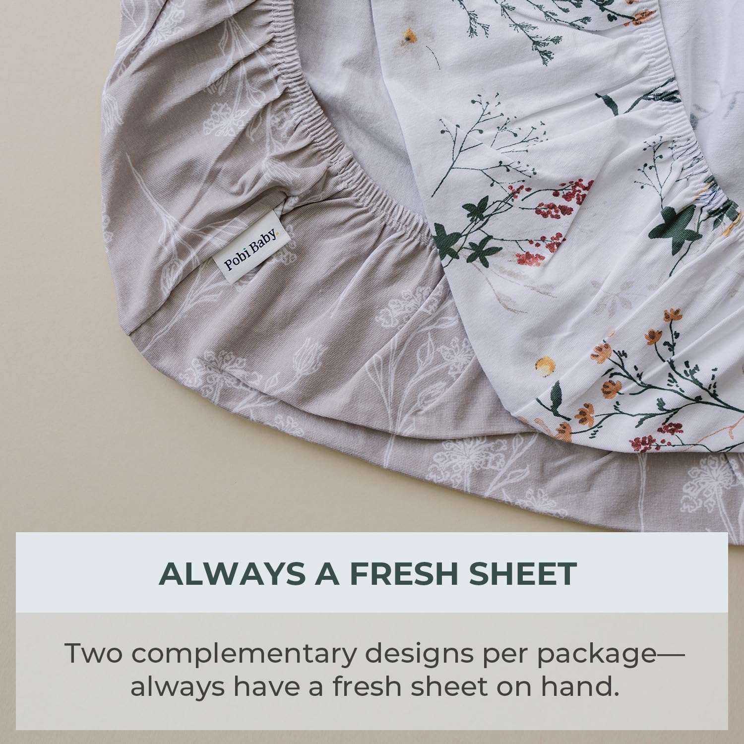 Pobibaby - 2 Pack Premium Pack N Play Sheets Fitted for Standard Pack and Plays and Mini Cribs - Ultra-Soft Jersey Knit, Stylish Floral Pattern, Safe and Snug for Baby (Wildflower)