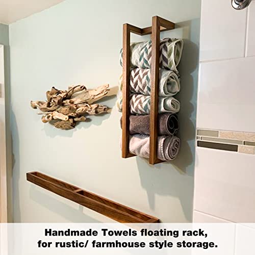 28'' Blanket Wall Rack, Solid Acacia Wood, Handmade Blanket Holder for Room Wall Mounted, Floating Blanket Storage & Display, Wall Decor for Home and Bedroom Organizer