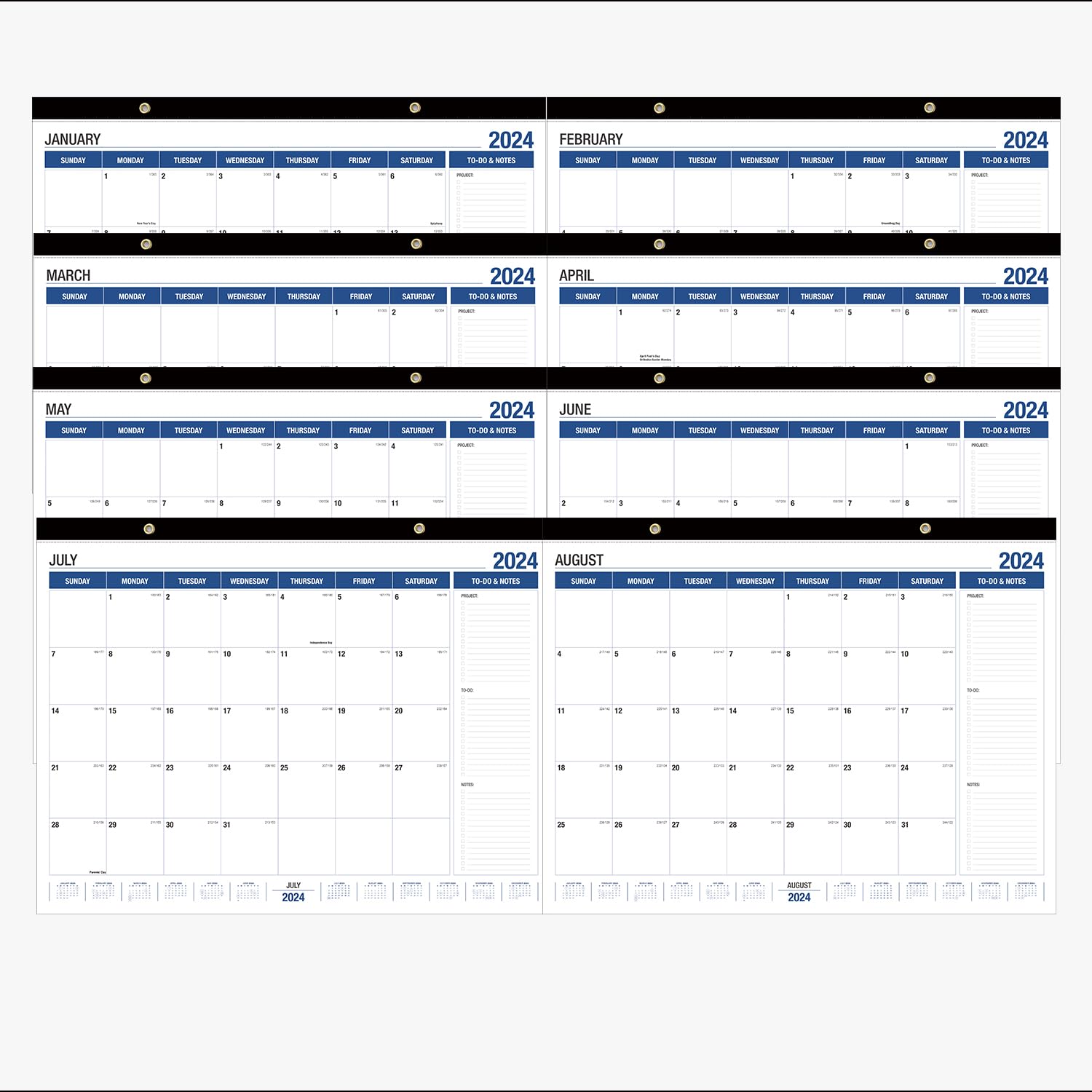 2023-2024 Desk Calendar, 18 Month Desk Calendar/Wall Calendar Combo, 22" x 17", January 2023-June 2024, Highlight Holidays, Planning Calendar, Thick Paper