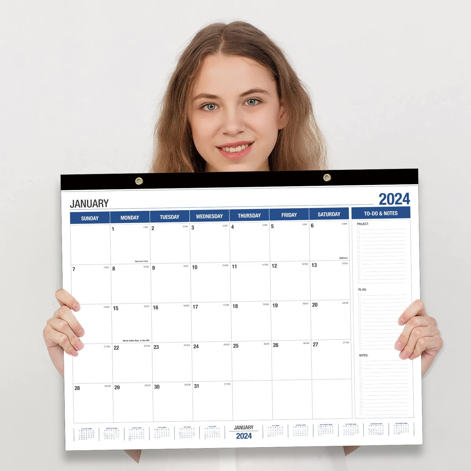 2023-2024 Desk Calendar, 18 Month Desk Calendar/Wall Calendar Combo, 22" x 17", January 2023-June 2024, Highlight Holidays, Planning Calendar, Thick Paper