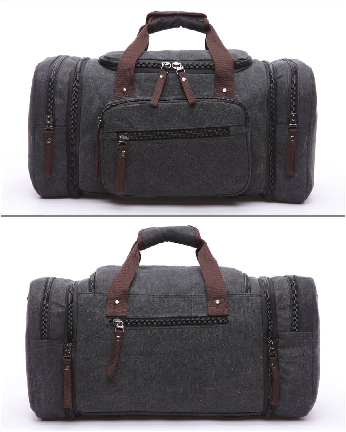 Duffle Bag for Travel, Large Canvas Duffel Bag for Travelling Overnight Weekender Bag Carry On Bag for Men Women Black