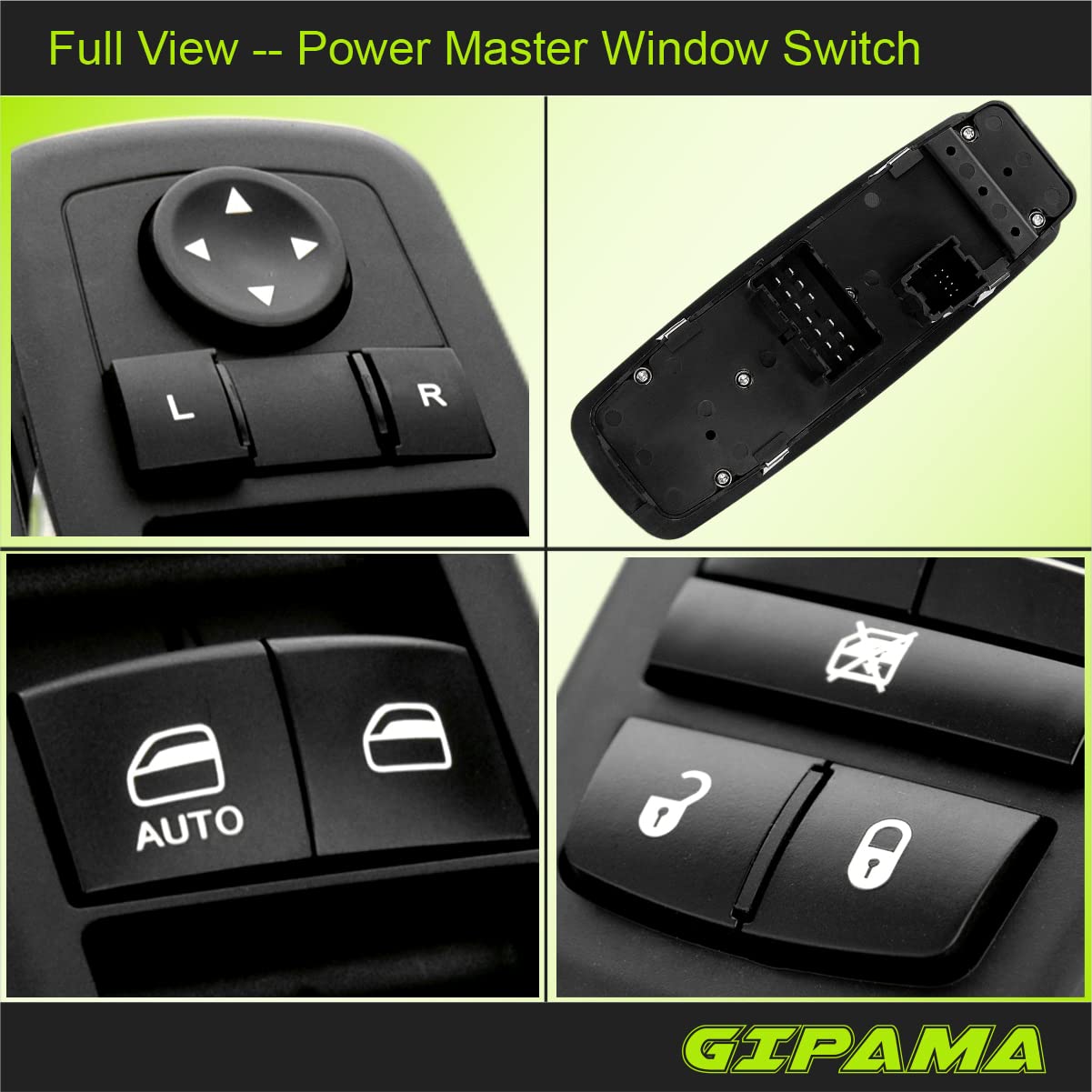 Gipama 901-486 Power Window Switch for 2011-2016 Dodge Journey, Replaces# 68084001AD, 68084001AC, 68084001AB,8+13 PINS(Driver Side