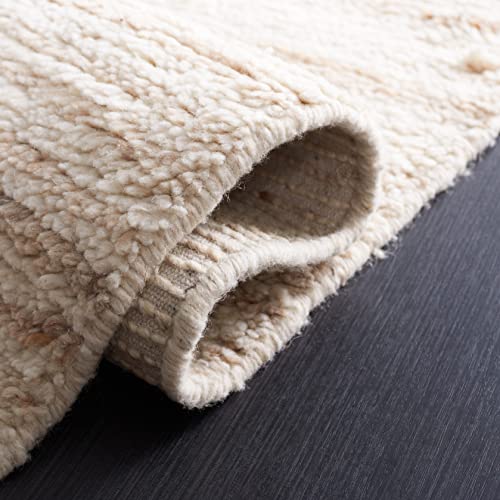 Safavieh Casablanca Collection 3' x 5' Beige/Ivory CSB792B Handmade Solid Wool 0.8-inch Thick Area Rug
