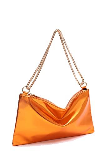 PHUMEE Mini Evening Clutch Purse for Women Charm Glossy Square Shoulder Handbag Hobo Bags Party Club