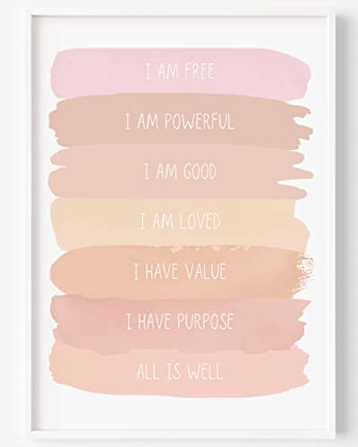 Pink Wall Art Positive Affirmations Wall Decor Girls Nursery Wall Art Pink Inspirational Wall Art for Office Blush Pink Wall Decor for Bedroom Pink Bathroom Decor UNFRAMED (11x14 Blush)