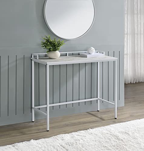 OSP Home Furnishings Brighton Console Table, Mosaic Top and White Metal Frame