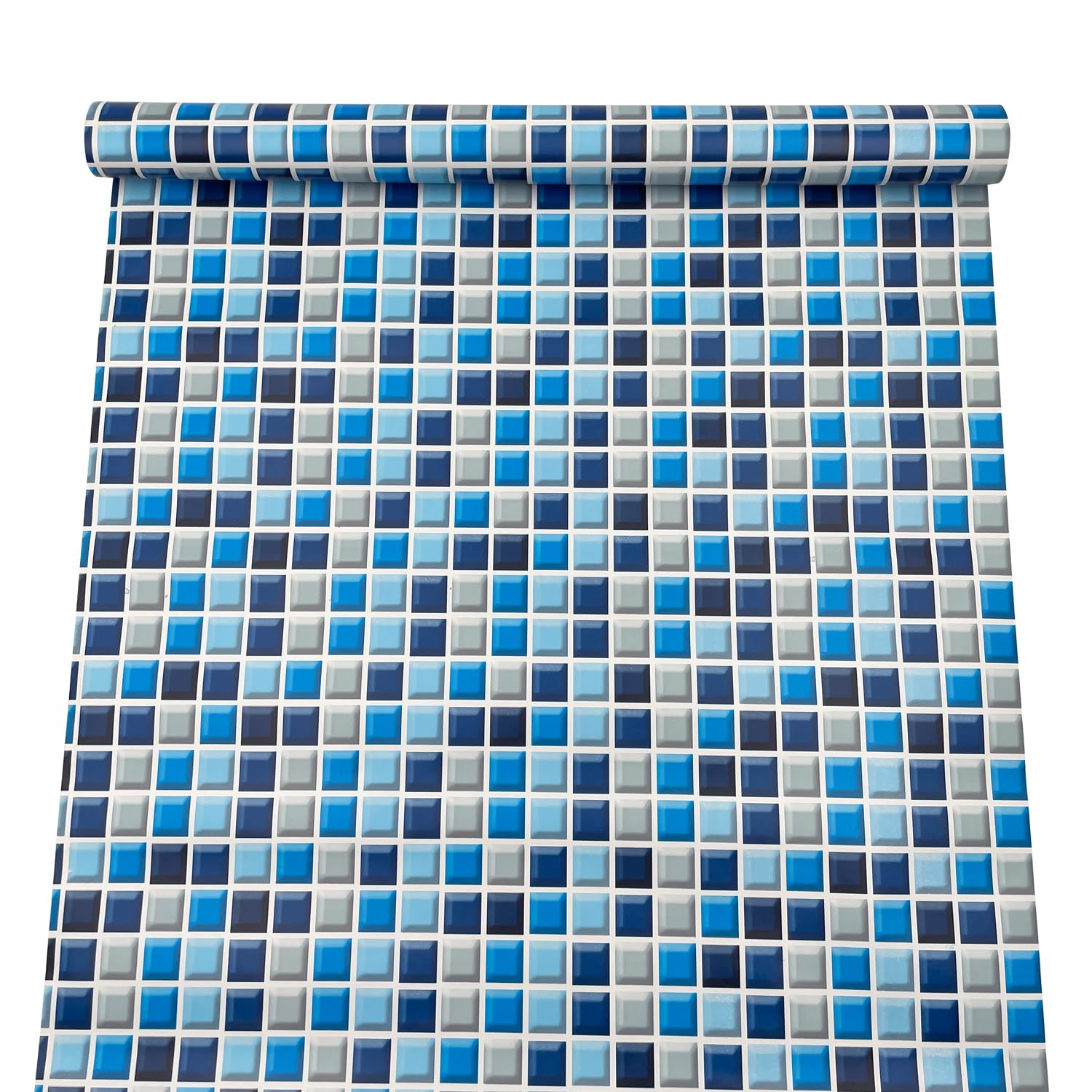 Yifely Royal Blue Mosaic Kitchen Cupboard Decor Paper Self-Adhesive Shelf Liner Countertop Sticker 17.7 Inch by 9.8 Feet