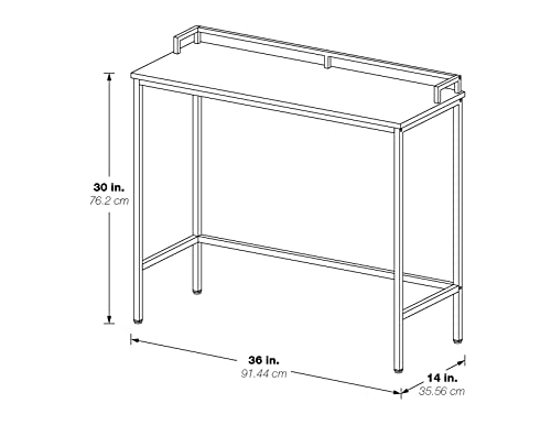 OSP Home Furnishings Brighton Console Table, Mosaic Top and White Metal Frame