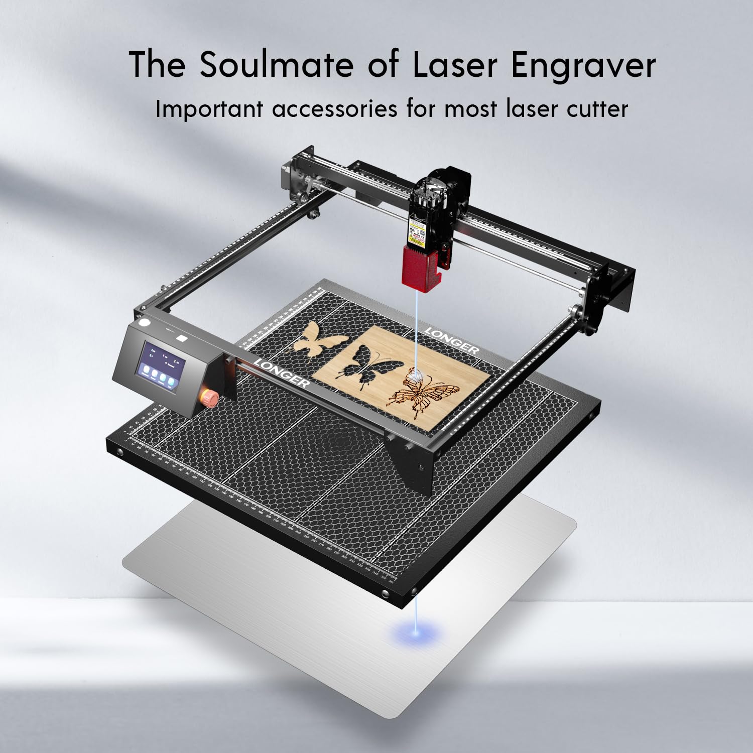 Longer Honeycomb Working Table, 15.7"x 15.7"x 0.86" Honeycomb Working Bed for CO2 or Diode Laser Engraver Cutting Machine, Fast Heat Dissipation with Aluminum Plate for Table-Protecting