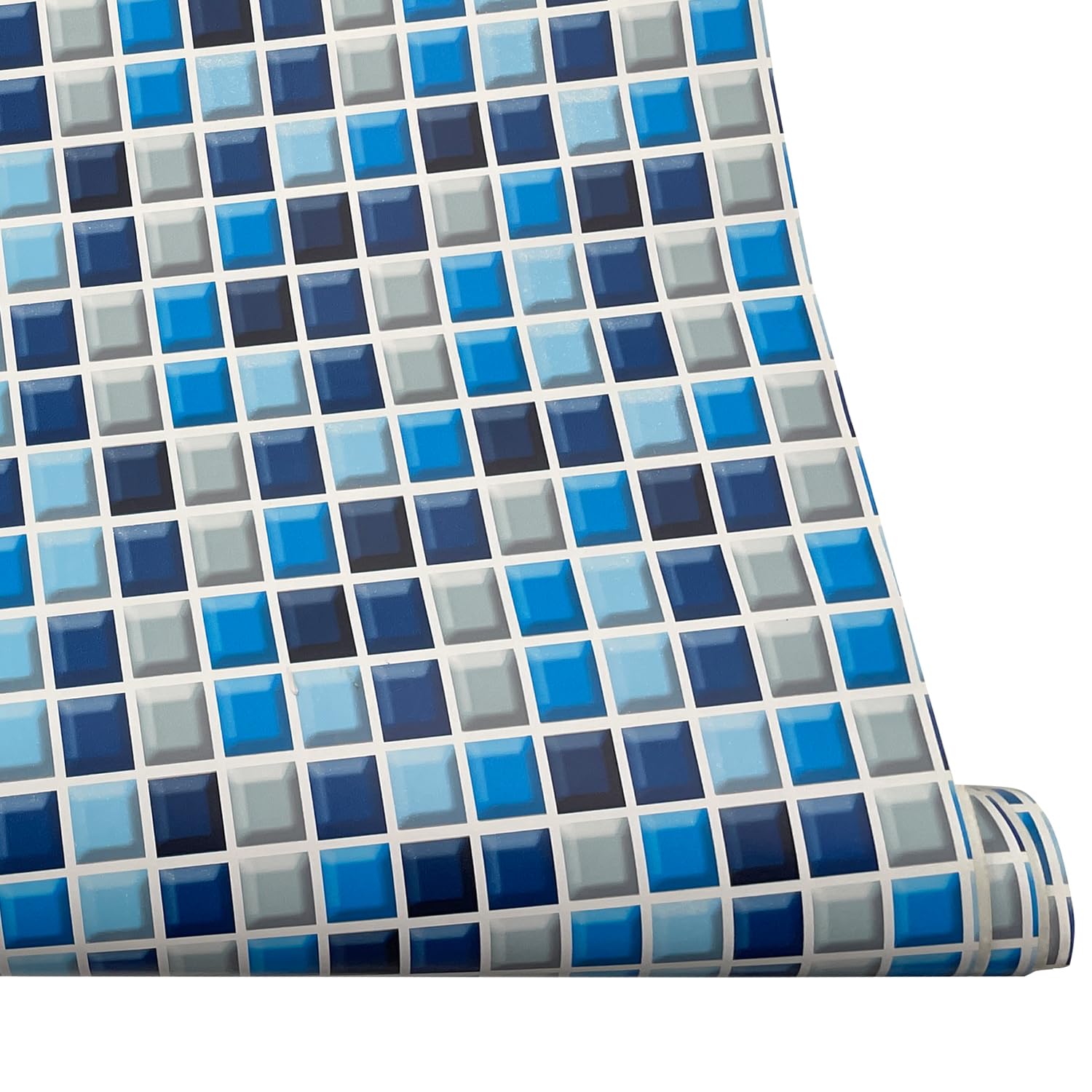 Yifely Royal Blue Mosaic Kitchen Cupboard Decor Paper Self-Adhesive Shelf Liner Countertop Sticker 17.7 Inch by 9.8 Feet