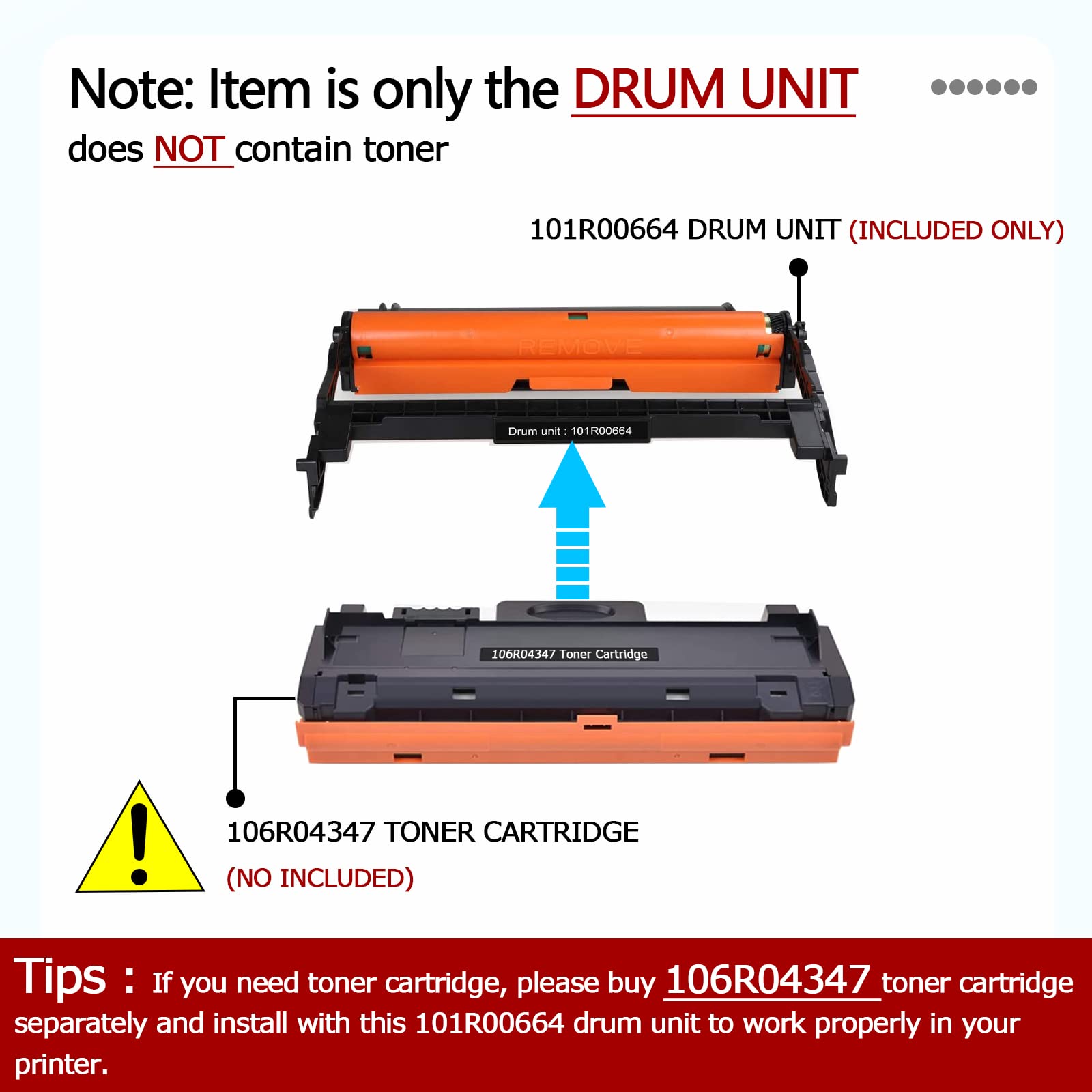 Leize Compatible 101R00664 Drum Cartridge Replacement for Xerox B205/ B210/ B215 Drum Unit use for Xerox B210DNI B205NI B215DNI B215MFP B205MFP Printer, Black - 10,000 Pages