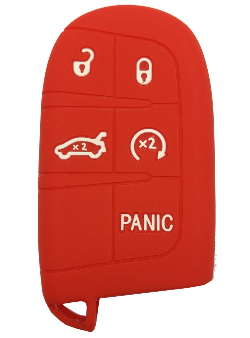Silicone Smart Key Fob Skin Cover Case Protector 5 Buttons Keyless Jacket Remote Bag Fit for Jeep Grand Cherokee Dodge Challenger Charger Dart Durango Journey Chrysler 300 (Black with Red + Red)
