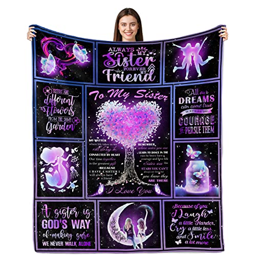 Yufobel Sister Birthday Gifts from Sister, Sister Gifts, Sister Blanket 60"x50", Sister Gifts from Sister, Birthday Gifts for Sister, Gifts for Sister Throw Blanket