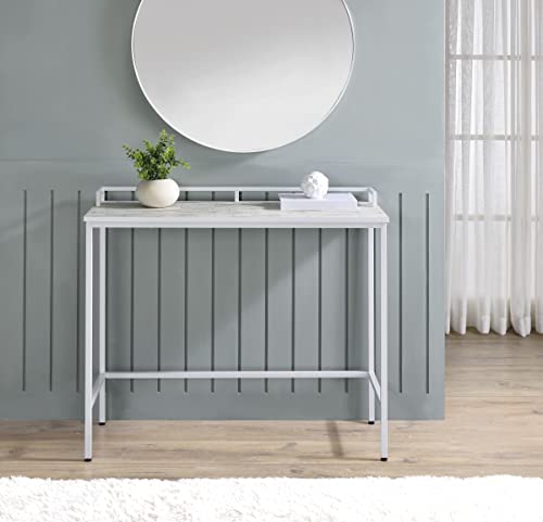 OSP Home Furnishings Brighton Console Table, Mosaic Top and White Metal Frame