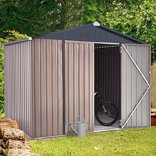 AECOJOY 8.4' x 6.3' Outdoor Storage Shed, Sheds & Outdoor Storage with Design of Lockable Doors, Utility and Outdoor Shed for Garden, Backyard, Patio, Outside use.