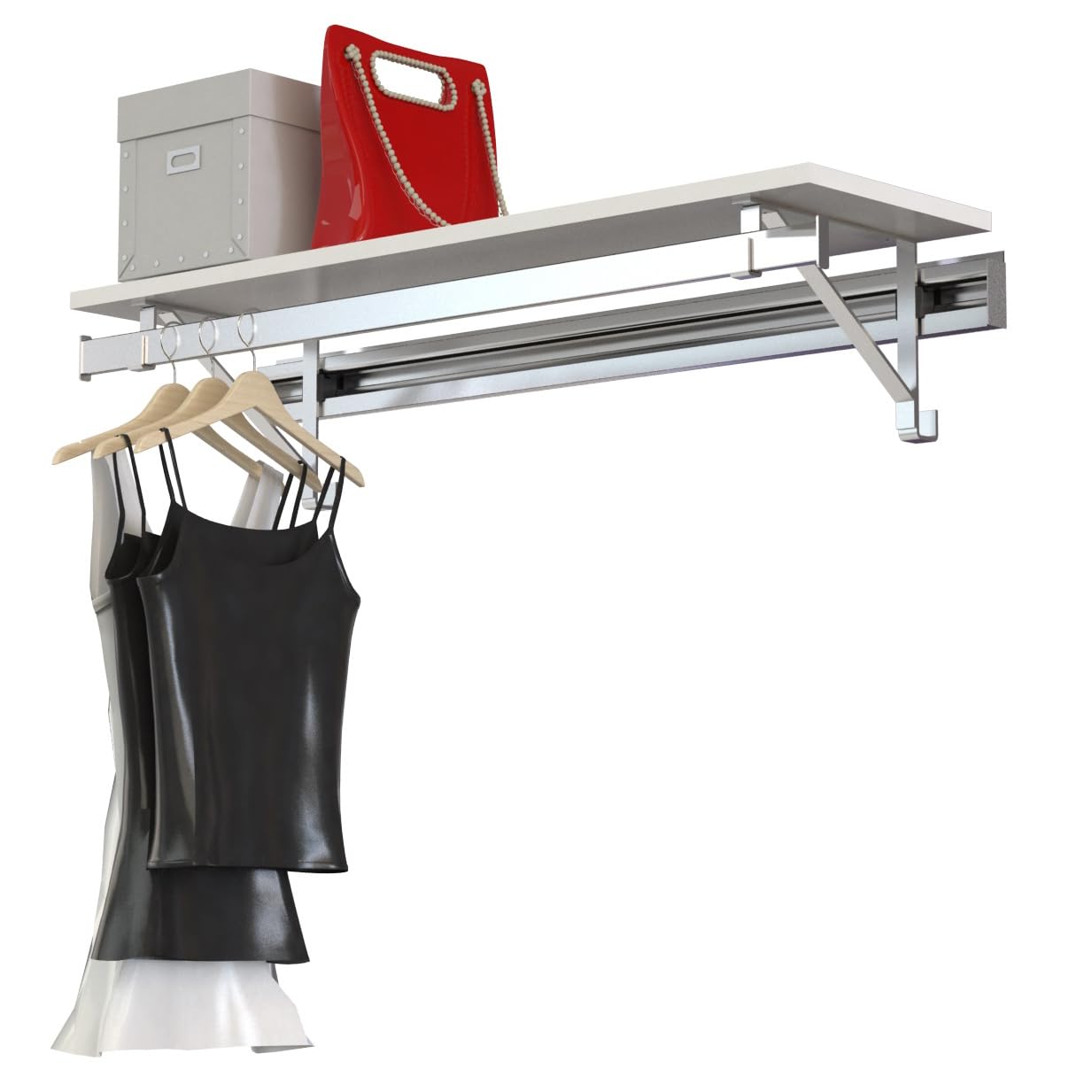 Arrange A Space Single Shelf Single Hang Closet System 32” White RCMSY.32.W