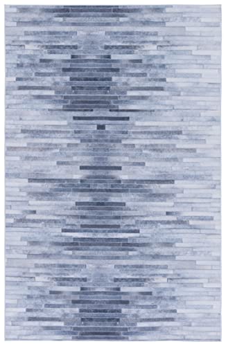 Safavieh Faux Hide Collection Machine Washable Slip Resistant 3' x 5' Light Grey/Grey FAH516F Rustic Lodge Modern Glam Bedroom Living Room Area Rug