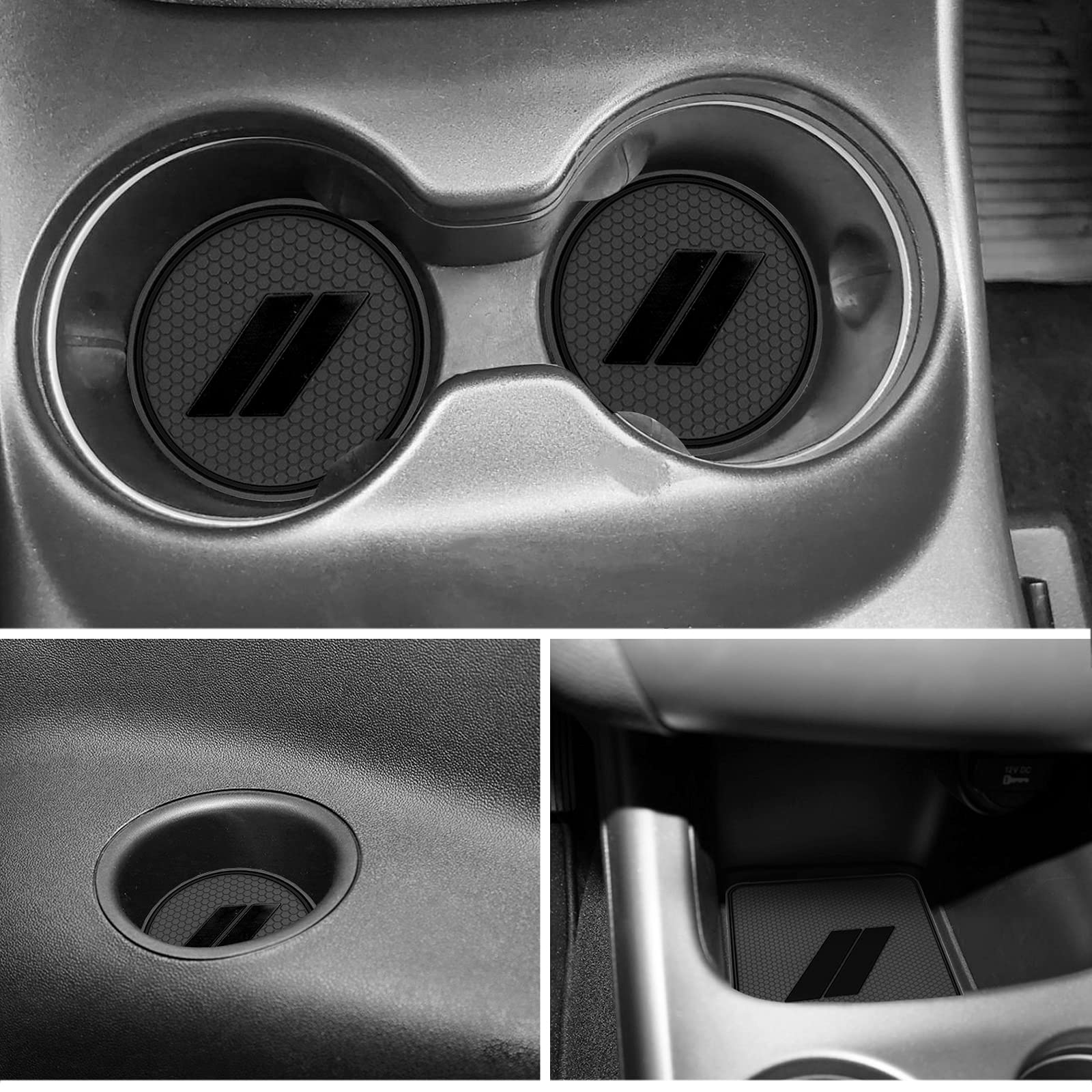 SENSHINE for Dodge Journey Accessories 2022 2021 2020 2019 2018 2011-2021 Non-Slip Anti Dust Cup Holder Insert Center Console Shifter Liner Trim Door Packet Mats Custom Interior 5PC Set (Black Trim)