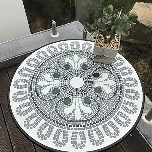 XIAOLIN Mosaic Table Outdoor Balcony Patio Furniture,Garden Side Table, Round Plant Table - Easy to Assemble(Color:02)