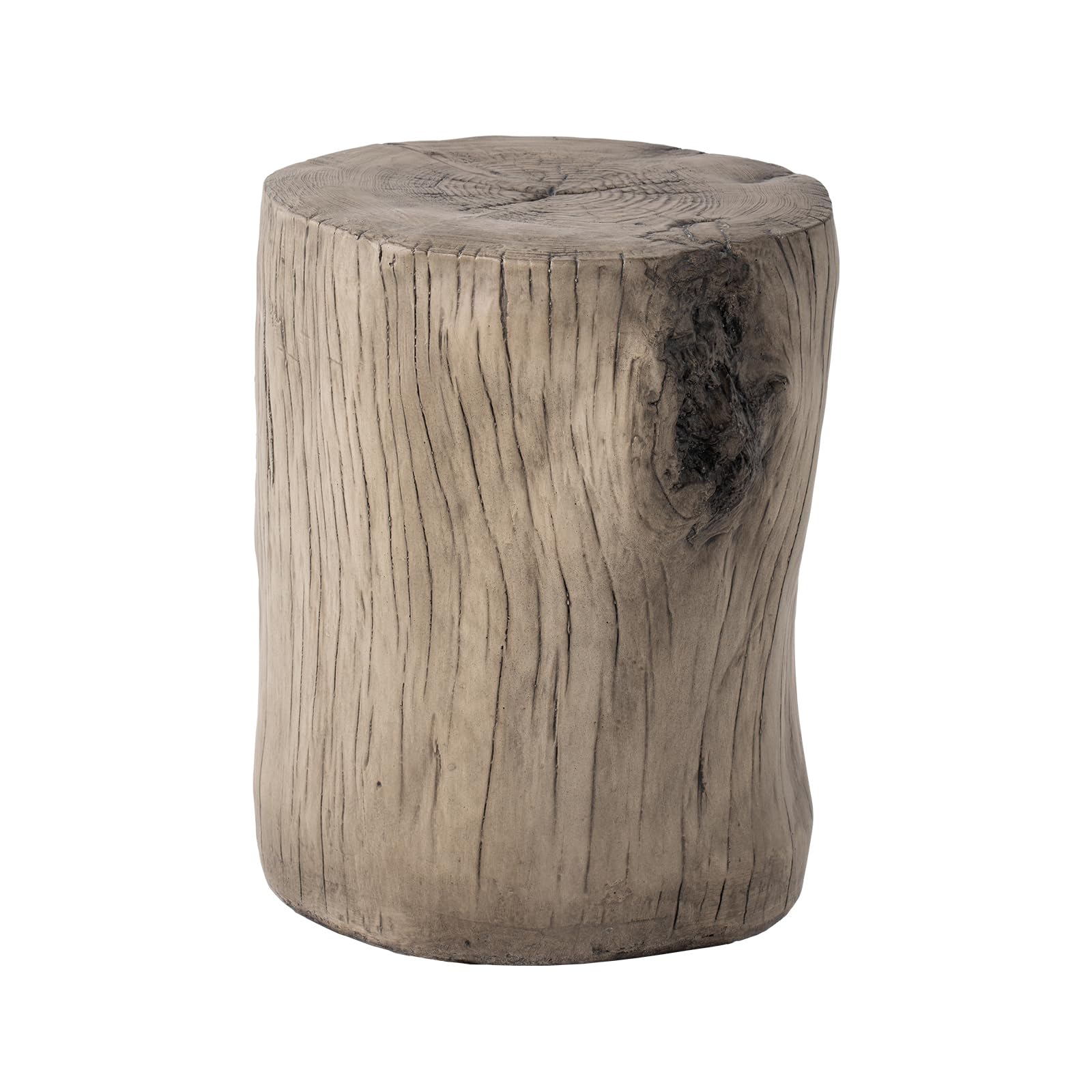 SUNBURY Stump Side Table, Concrete Side Table Coffee Table Log Table,Patio Faux Wooden End Table, Light Grey Stool Prop Plant Stand Holder for Garden Household Living Room