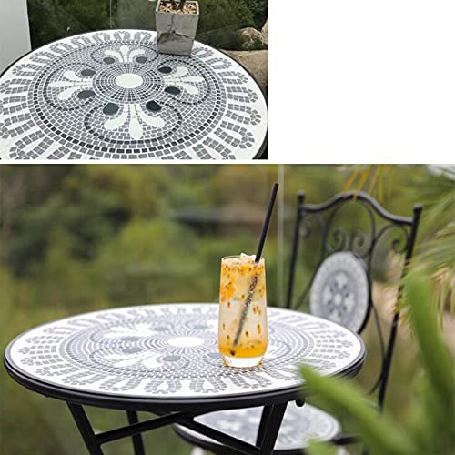 XIAOLIN Mosaic Table Outdoor Balcony Patio Furniture,Garden Side Table, Round Plant Table - Easy to Assemble(Color:02)
