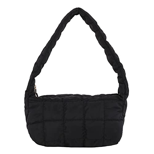 Mini Quilted Tote Bag for Women Puffer Bag Padded Tote Handbag Lightweight Puffy Purse Quilted Padding Hobo Bag with Zip Closure