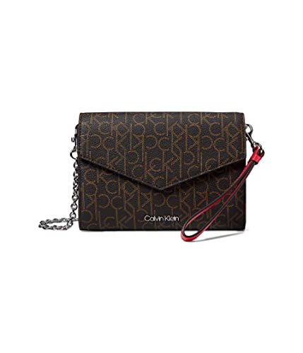 Calvin Klein Convertible Crossbody Brown/Khaki/Rose Red One Size