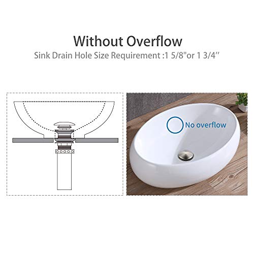 HOMELODY Vessel Sink Drain, 1 5/8" Bathroom Sink Drain with Removable Brass Strainer Basket, Anti-clogging Pop Up Drain Stopper Brushed Nickel without Overflow, HL8018ABN