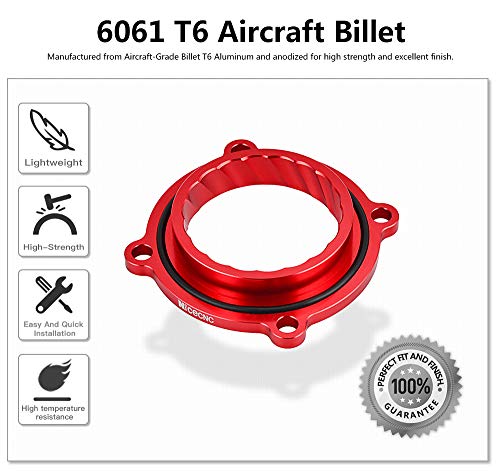 NICECNC Red Throttle Body Spacer Compatible with Dodge Charger Challenger Durango Grand Caravan Journey 3.6L V6 2011-2015,See Fitments