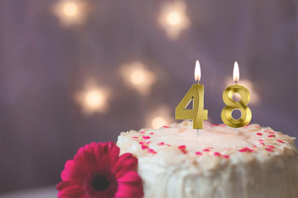 Gold 48th & 84th Birthday Candles,Gold Number 48 84 Cake Topper for Birthday Decorations Party Decoration