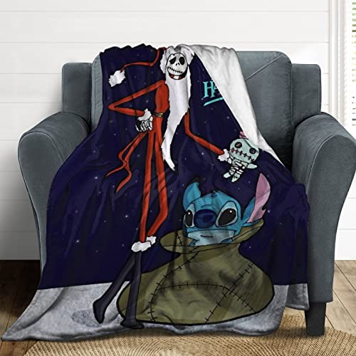Stitch Blanket 350GSM Halloween Flannel Throw Blanket for All Seasons Super Soft and Cozy Medium Plush Blankets for Sofa, Couch and Bed 50"x60"
