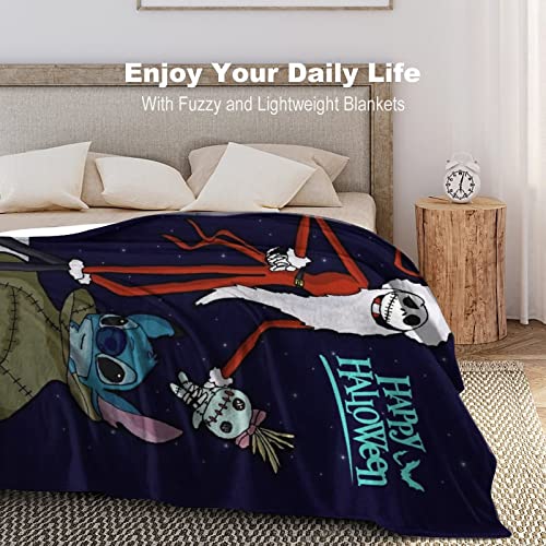Stitch Blanket 350GSM Halloween Flannel Throw Blanket for All Seasons Super Soft and Cozy Medium Plush Blankets for Sofa, Couch and Bed 50"x60"