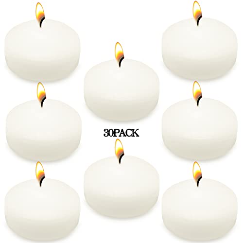 30 Pack 2 Inch Ivory Floating Candles, Unscented Dripless Tealight Candles for Weddings, Birthdays, Wedding Party Pool Holiday and Home Decor