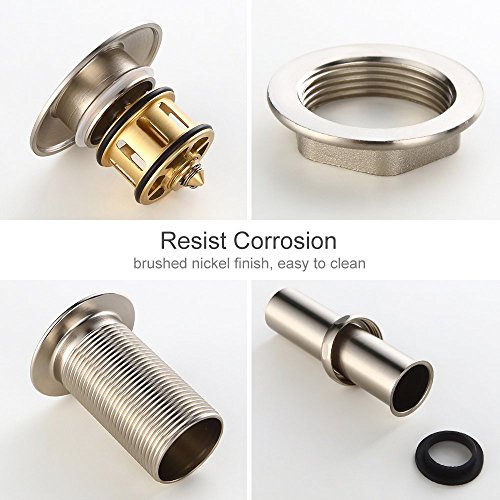 HOMELODY Vessel Sink Drain, 1 5/8" Bathroom Sink Drain with Removable Brass Strainer Basket, Anti-clogging Pop Up Drain Stopper Brushed Nickel without Overflow, HL8018ABN