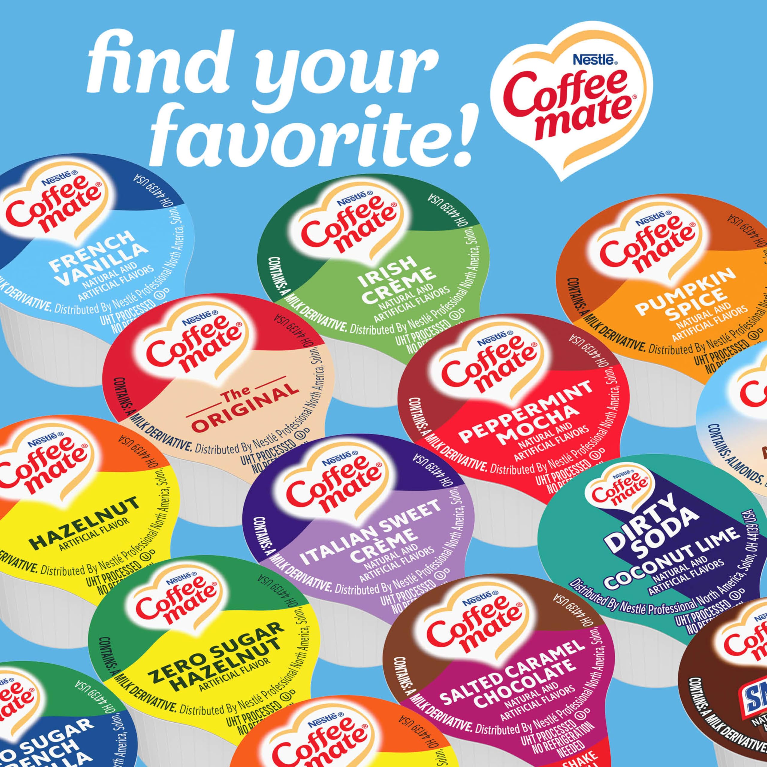 Nestle Coffee mate Coffee Creamer, French Vanilla, Liquid Creamer Singles, Non Dairy, No Refrigeration, Box of 180