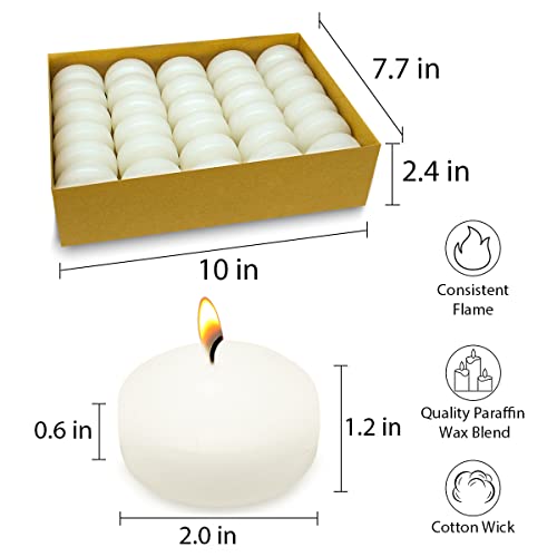 30 Pack 2 Inch Ivory Floating Candles, Unscented Dripless Tealight Candles for Weddings, Birthdays, Wedding Party Pool Holiday and Home Decor
