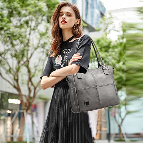 Purses for Women,Soft PU Leather Handbags ,Large Capacity Purse, Fashion Crossbody Bags, Top Handle Satchel (Grey)