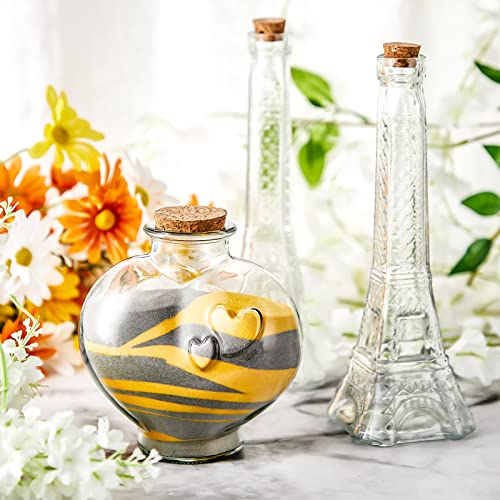 Eaasty Unity Sand Set for Weddings Sand Ceremony Kit Clear Tower and Heart Shaped Vase with Lid Glass Decorative Jars with Sand for Wedding Engagement Ceremony Party Decor