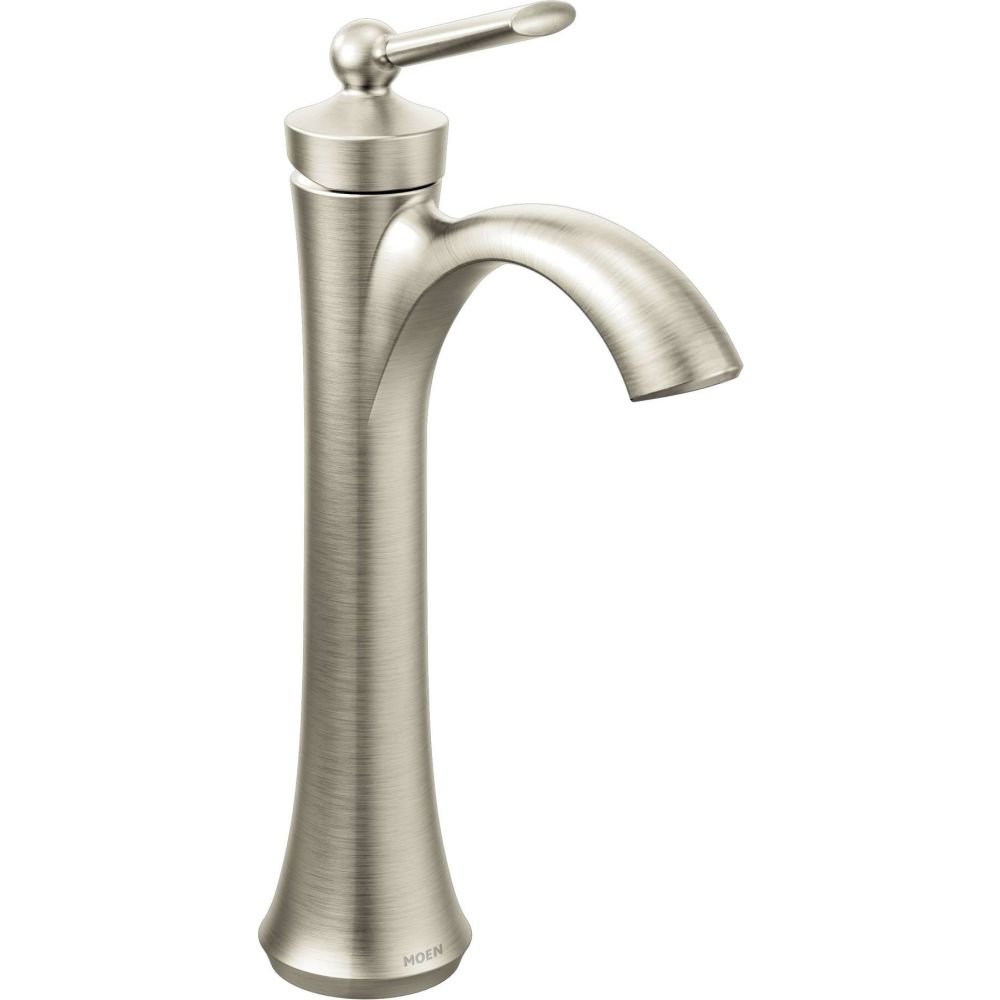 Moen Wynford Brushed Nickel One-Handle High Arc Vessel Bathroom Faucet for Single Hole Vessel Sinks, 4507BN