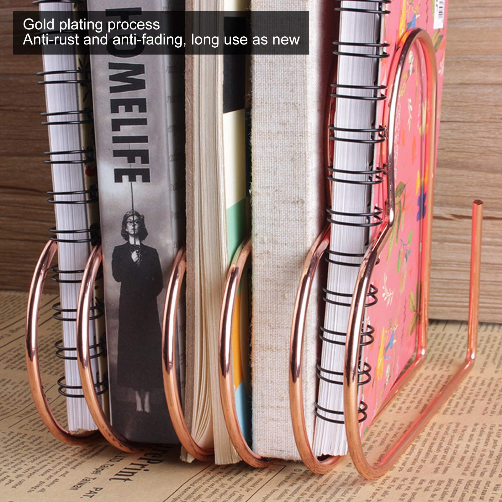 Magazine Holder, Heart Shaped File Holder Book Rack, Desktop File Sorter Magazine Organize Letter Storage for Document Folder(Rose Gold)